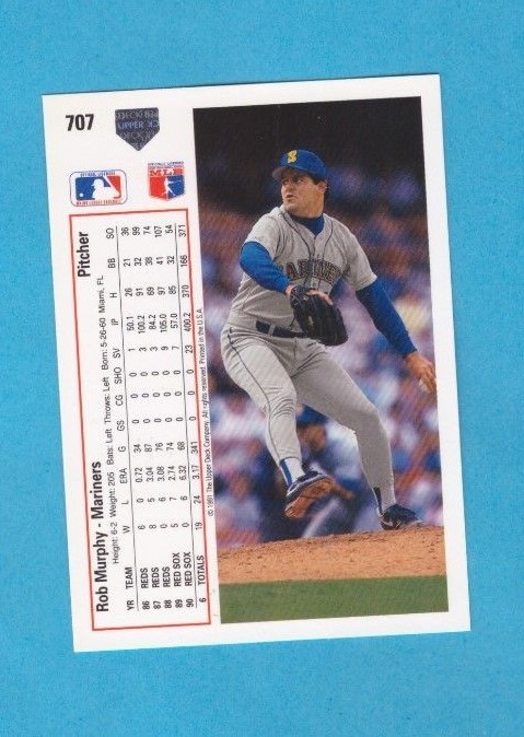 1991 Upper Deck Baseball Card #707 Rob Murphy Mariners | eBay