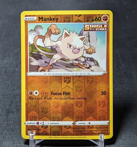 Mankey Common Reverse Holo Fighting Pokemon TCG SWSH Battle Styles Card ...