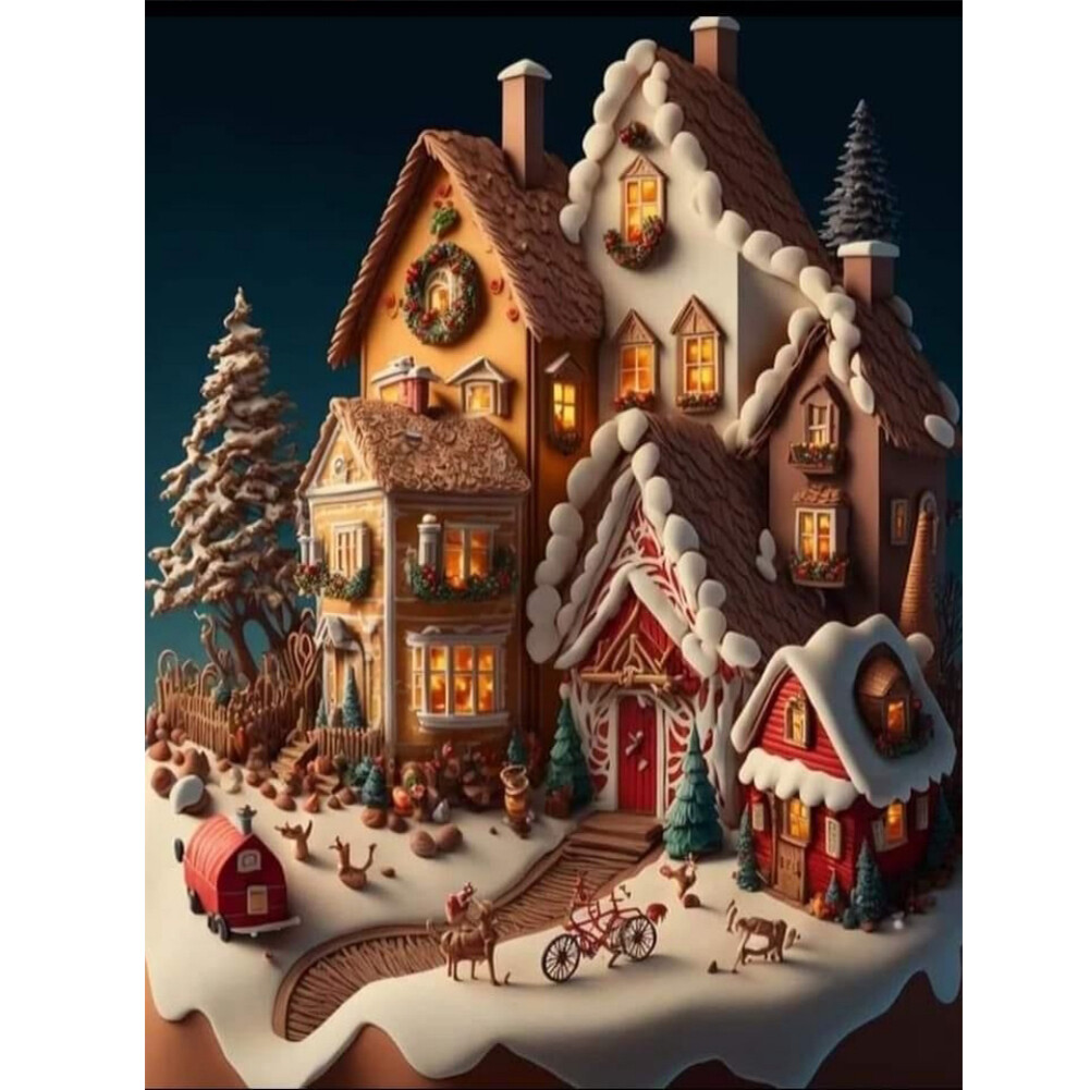 OZ 5D DIY Full Round Drill Diamond Painting Snow Room Kit Home ...