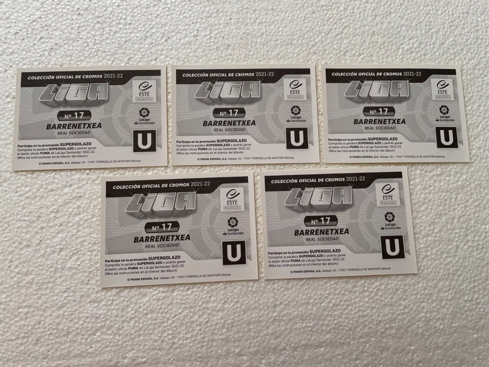Panini Spanish La Liga 2021-2022 5 x Barrenetxea #510 - Real Sociedad ...