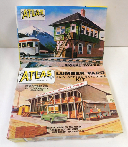 SEALED ATLAS HO SCALE LUMBER YARD & OFFICE BUILDING KIT #750, SIGNAL ...
