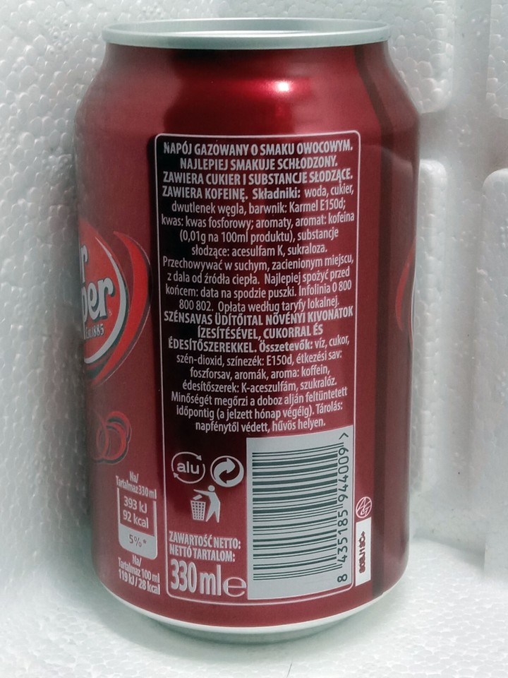 Dr Pepper Empty Soda Can 330ml Poland 2021 Top Open Collectible | eBay