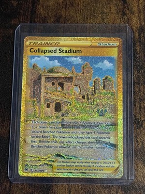 Pokemon Card Collapsed Stadium 215/196 Gold Secret Rare Lost Origin ...