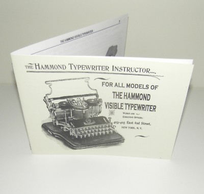 Hammond Typewriter All Models of Visible Instruction Manual ...