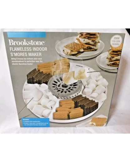 Brookstone Flameless Indoor S'mores Maker 200W 4 Stainless Forks ...
