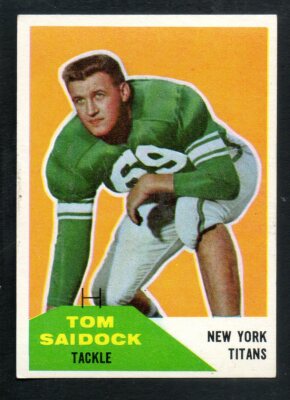 1960 Fleer Football Card #64 Tom Saidock-New York Titans Near Mint Card ...