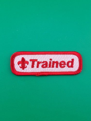 Trained Adult Strip Tan Patch White Plastic Back BSA Scouts America 3 ...