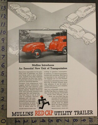 1936 AUTO CAR MULLINS RED CAP TRAILER HAUL SALEM MECHANIC SHOP AD 28511 ...