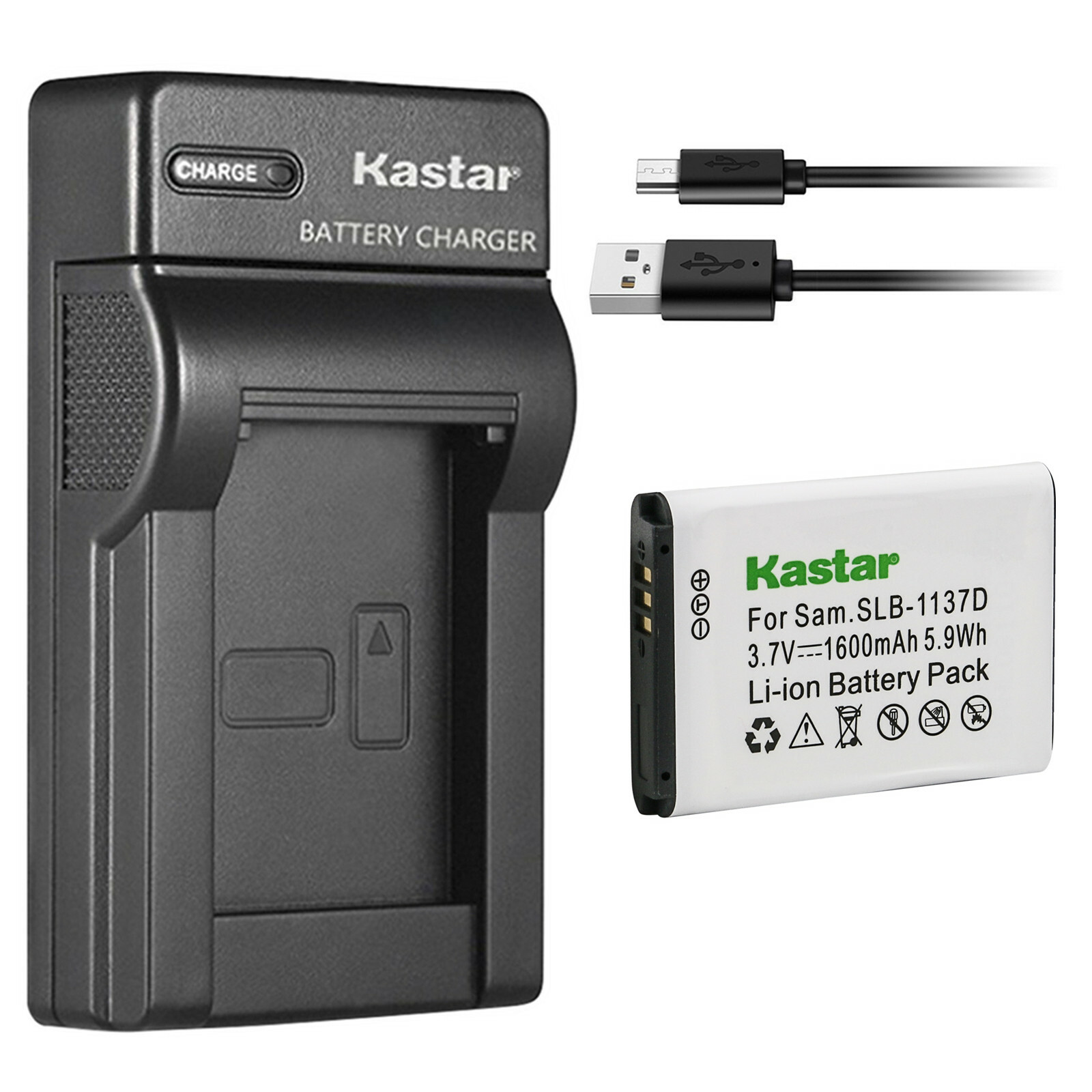 Kastar Battery Slim USB Charger for SLB-1137D & Samsung NV11 NV24HD ...