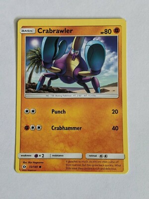 Crabrawler Pokemon Card 72/149 MISCUT OFF CENTER ERROR MISPRINT *VERY ...