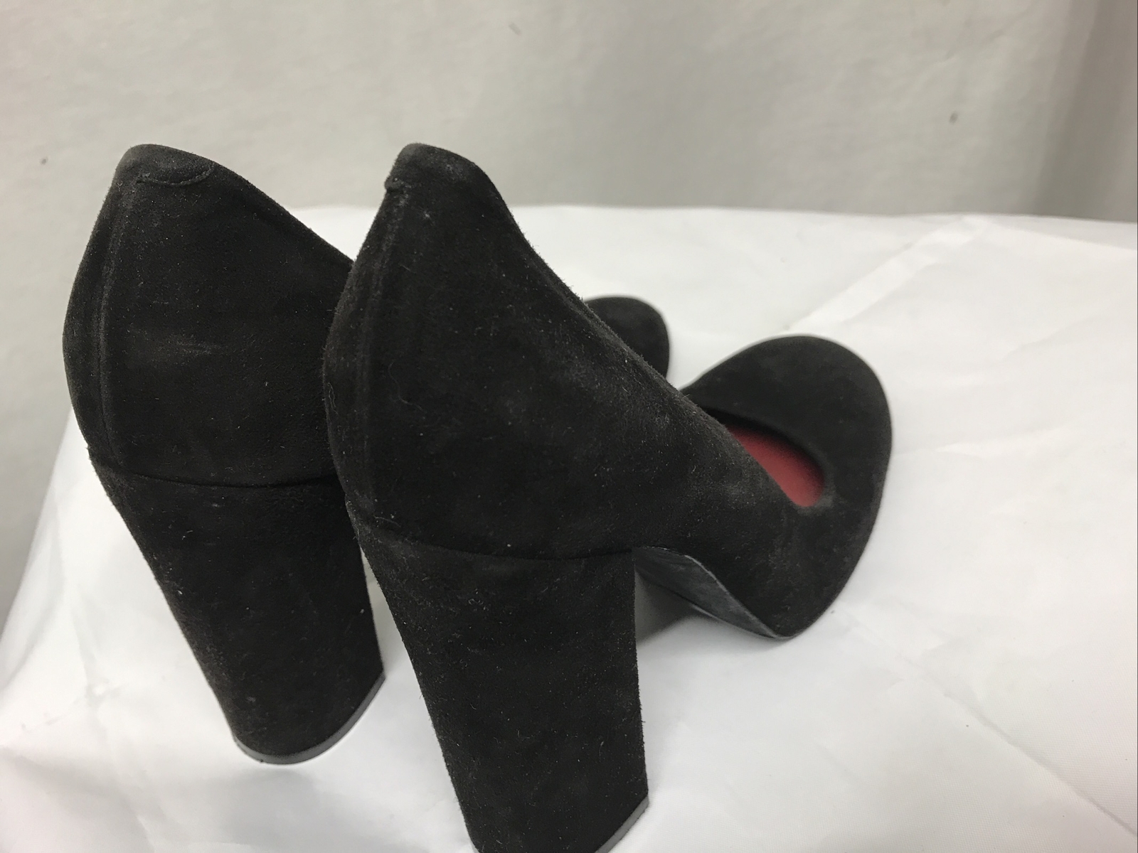 CHLOE Black Suede Block Chunky Heel Pump Shoes Round … - Gem