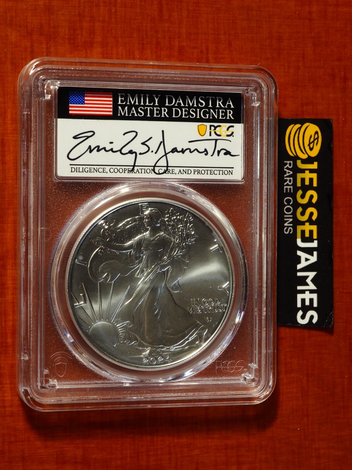2024 (P) SILVER EAGLE PCGS MS70 STAR PRIVY 1 OF FIRST 50K DAMSTRA ...