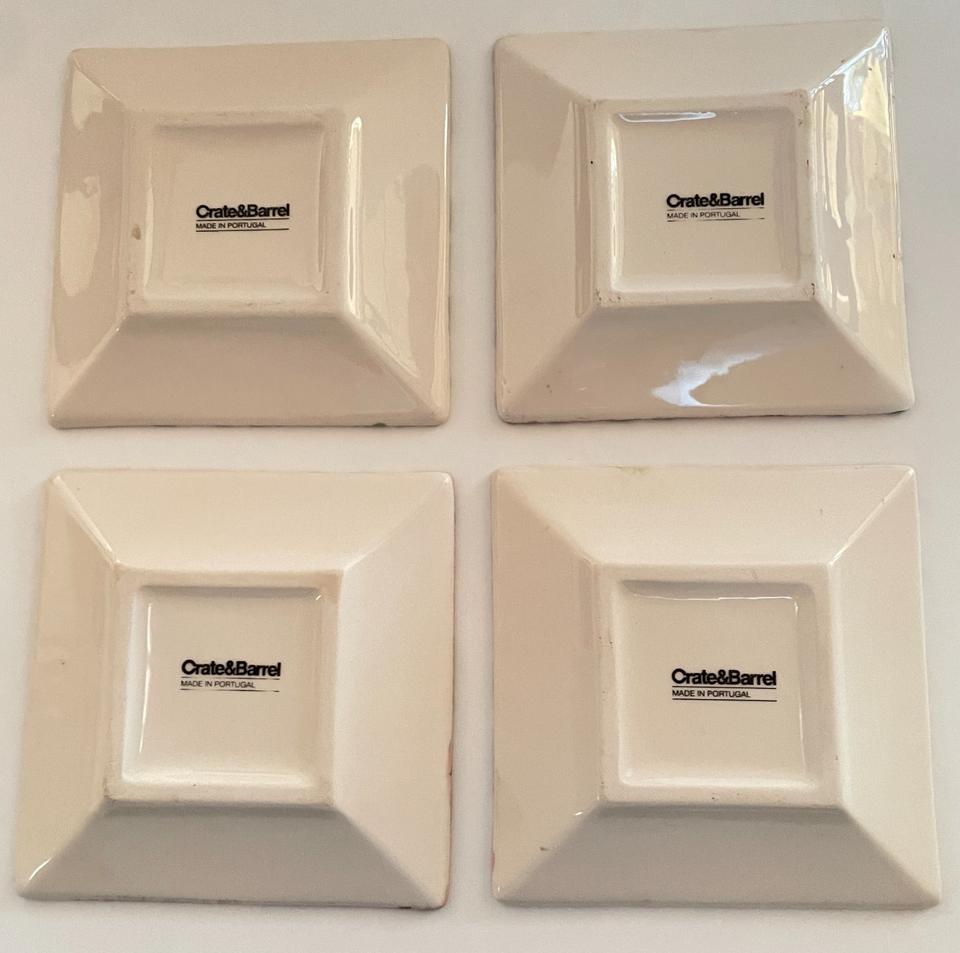 Crate & Barrel Christmas "Winter Gems" Square Appetizer Plates, Set of ...