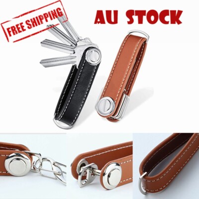 Leather Smart Key Holder Keyring Organizer Clip Compact Folder Keychain ...