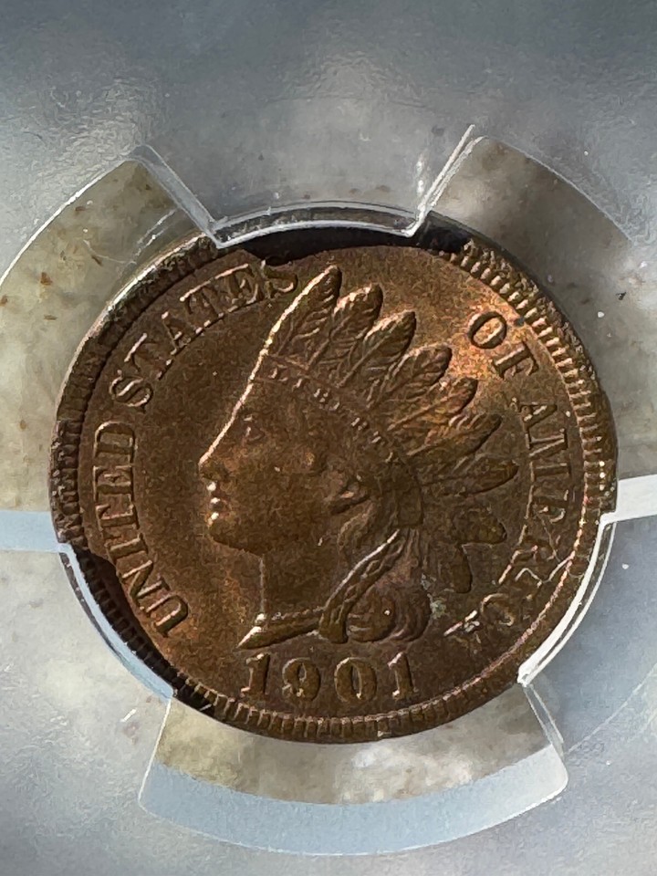 1901 1C Indian UNC Detail Rim Damage, 124 Years old HUGE ESTATE SALE No ...