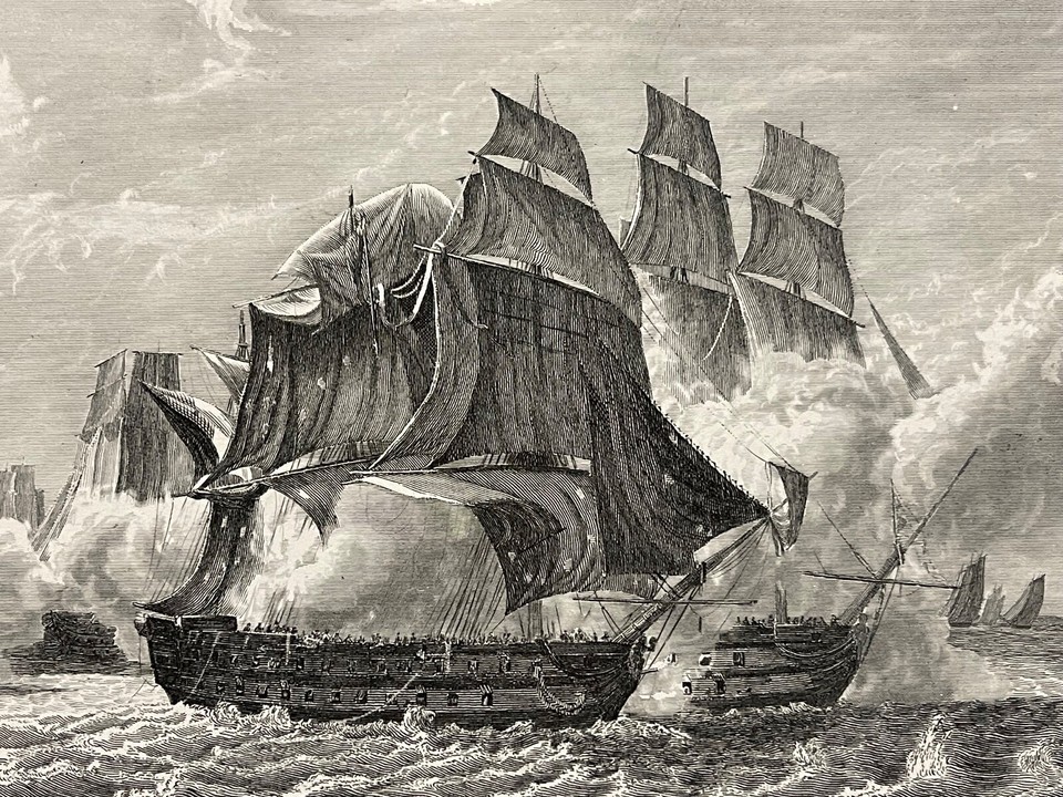 Toulon Romulus Against 3 Ships England 1814 Napoleon Bonaparte 1837 ...