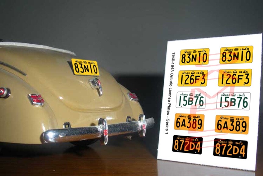 1940 - 1943 ONTARIO miniature LICENSE PLATES for 1/25 scale MODEL CARS ...
