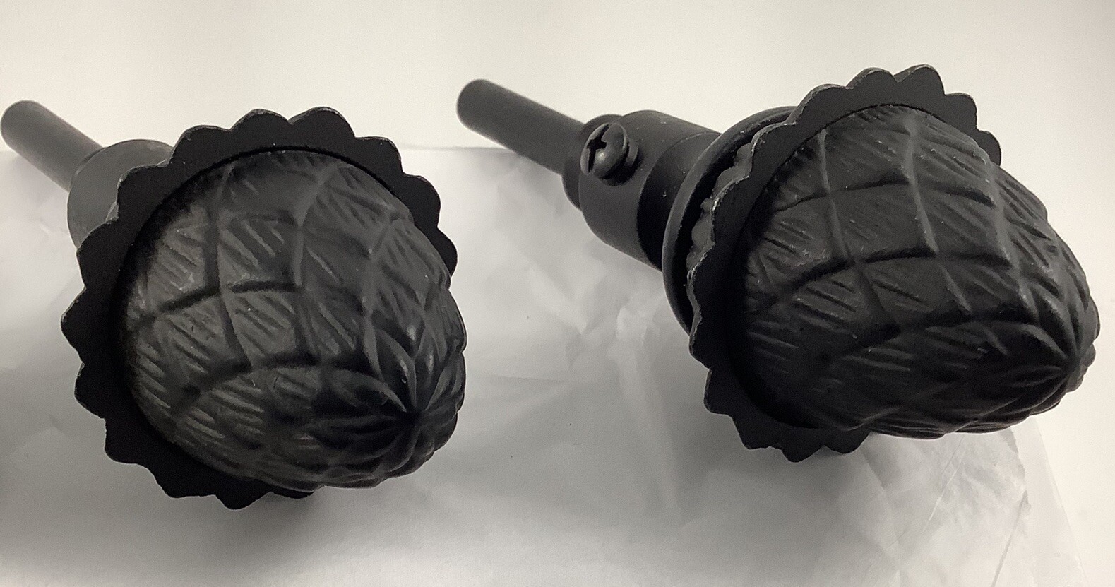 Set Of 4 - Metal Pineapple Finial Curtain Rod Ends Black | eBay