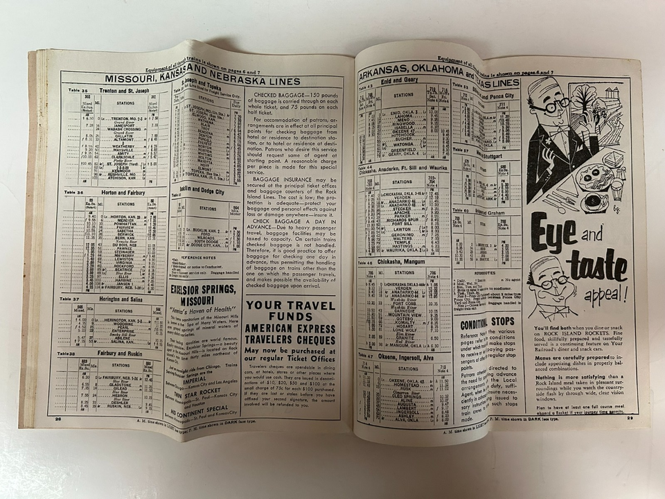 1952 Rock Island Time Tables - Route of the Rockets - Route Map ...