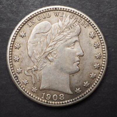 1908 **D** BARBER SILVER QUARTER ***NICE COIN!*** - FREE SHIPPING ...