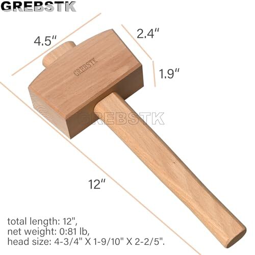 Wooden Mallet Manual Ice Hammer Mallet Beech Solid Carpenter ...