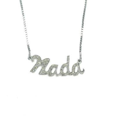 Necklace Name NADA in silver woman with rhinestones Venetian mesh | eBay