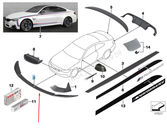 Genuine BMW M3 & M4 M Performance Matt Black Front Splitter 51192350711 ...