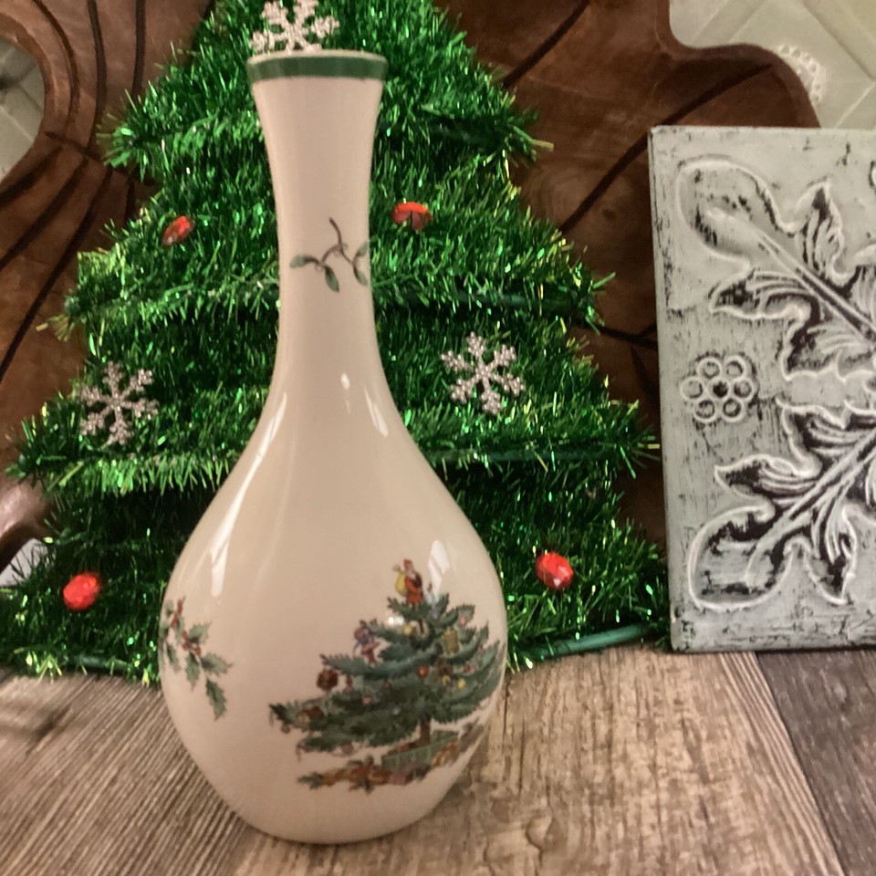 Vintage Porcelain Spode Christmas Tree Bud Vase Made in England Gift ...