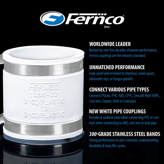 Fernco 3-inch Flexible Pipe Coupling Plumbing PVC ABS Cast Iron in ...