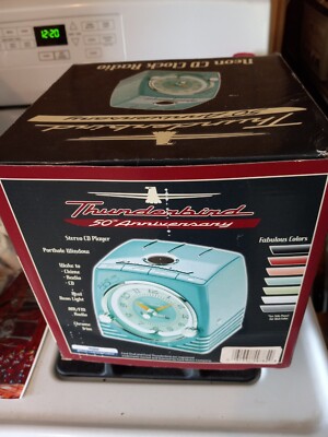Thunderbird Neon Clock Radio CD Player Combo Chrome W/Purple Neon New ...