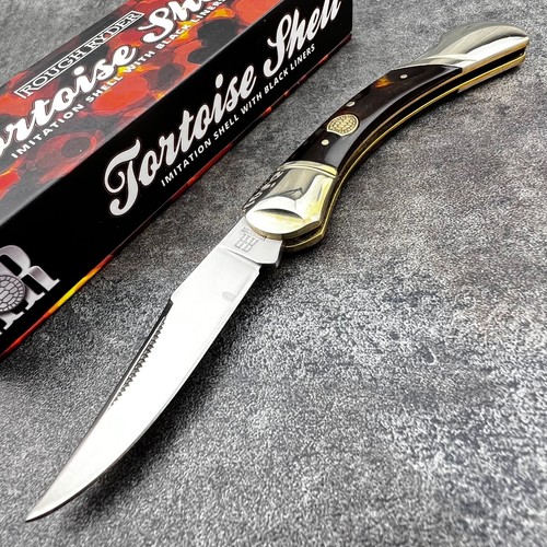 Rough Rider Brown Tortoise Shell Tradtional Lockback Folding Blade ...