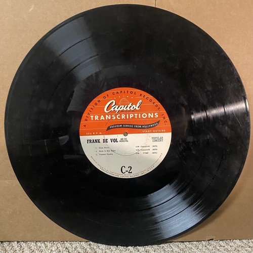 RARE 16” TRANSCRIPTION RECORD Frank DeVol Capitol C-1 C-2 | eBay