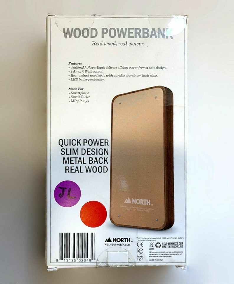 North Wood Power Bank Real Wood Real Power 3000mAh Authentic Walnut ...
