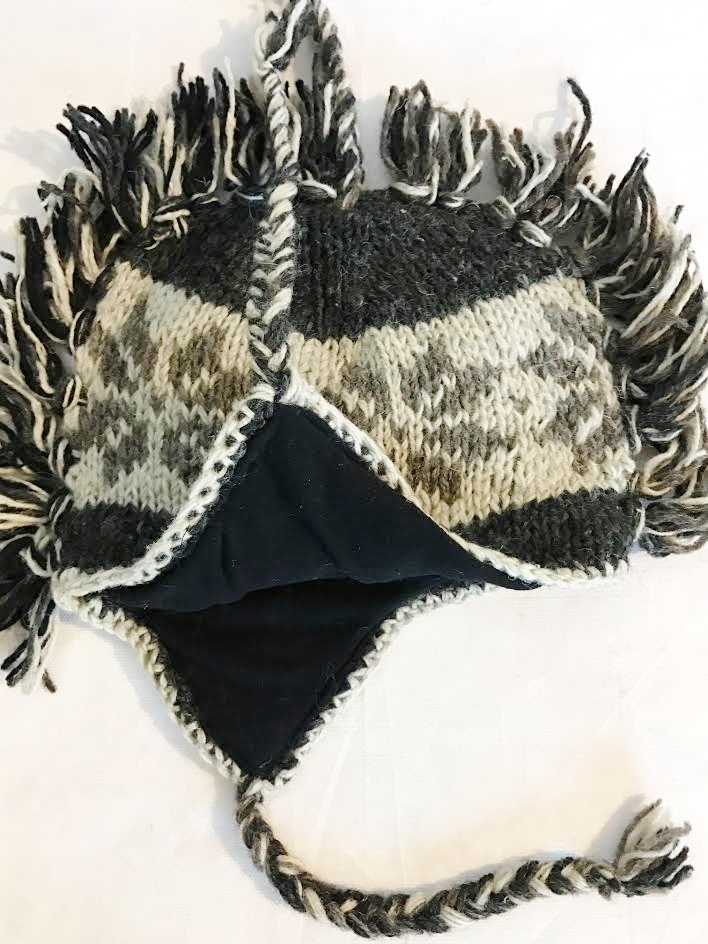 H144 Hand Knitted Mohawk Woolen Hat Cap with Fleece Lining Adult Made ...