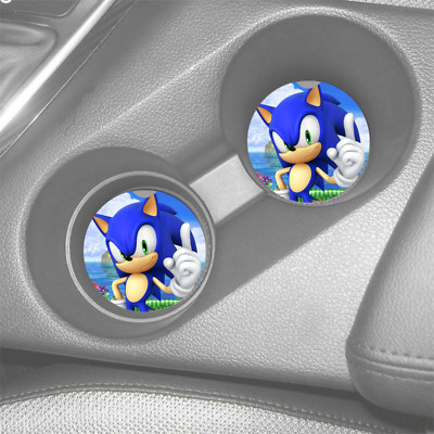 SONIC THE HEDGEHOG INSPIRED DESIGN CUSTOM RUBBER CAR COASTER 2 PC SET ...