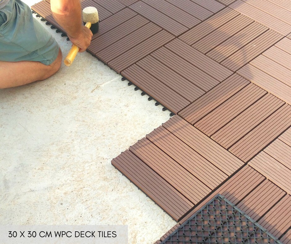WPC DIY Interlocking Composite Decking Floor Tiles 30cmx30cm | eBay
