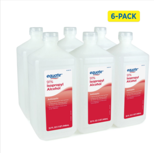Equate 91% Isopropyl Alcohol Antiseptic Liquid , 6 PACK, 6 x 32 fl oz ...