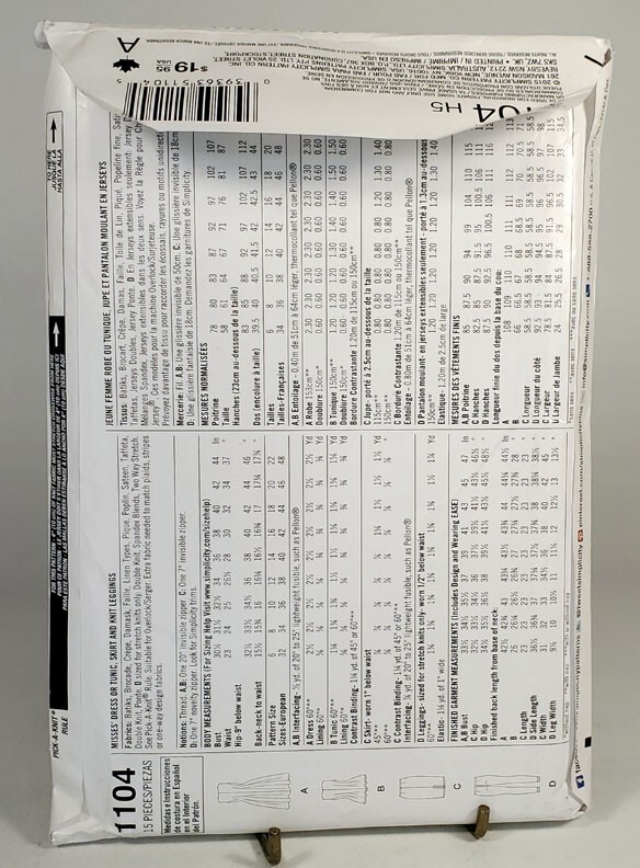 Pattern Misses Dress or Tunic Leggings and Skirt Size 6-14 Simplicity ...