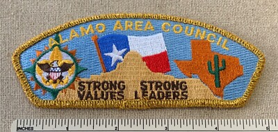 ALAMO AREA COUNCIL Boy Scout Shoulder Strip PATCH CSP Uniform Texas GMY ...