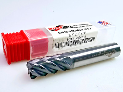 SuperMill 1/2 x 1/2 x 1 x 3 R.062 Solid Carbide End Mill 0.5 ...