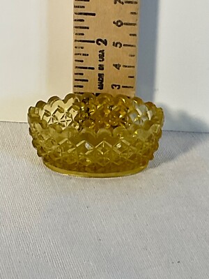 Amber glass salt dip 2" diamond pattern | eBay