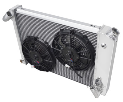 4 Row Discount Champion Radiator W/ 2 10" Fans for 1966 1967 1968 Chevy ...
