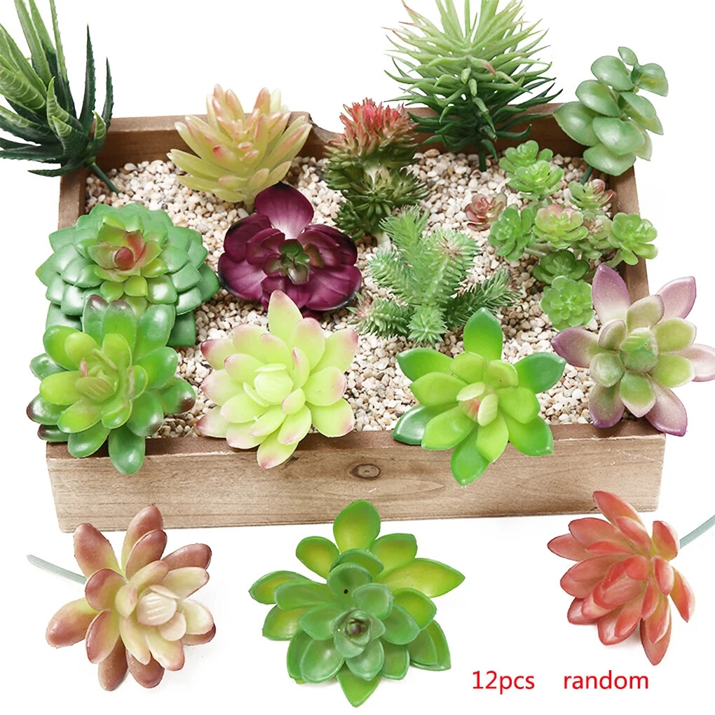12 Pcs Mini Artificial Random Succulent Plant Decor Unpot Simulation ...