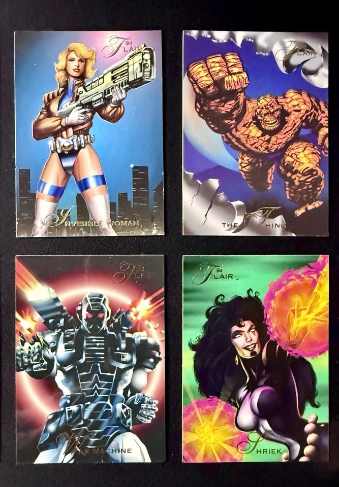 9 Marvel Flair '94 Cards🔥 Thing, Jean Grey, War Machine, Rogue, Moon ...
