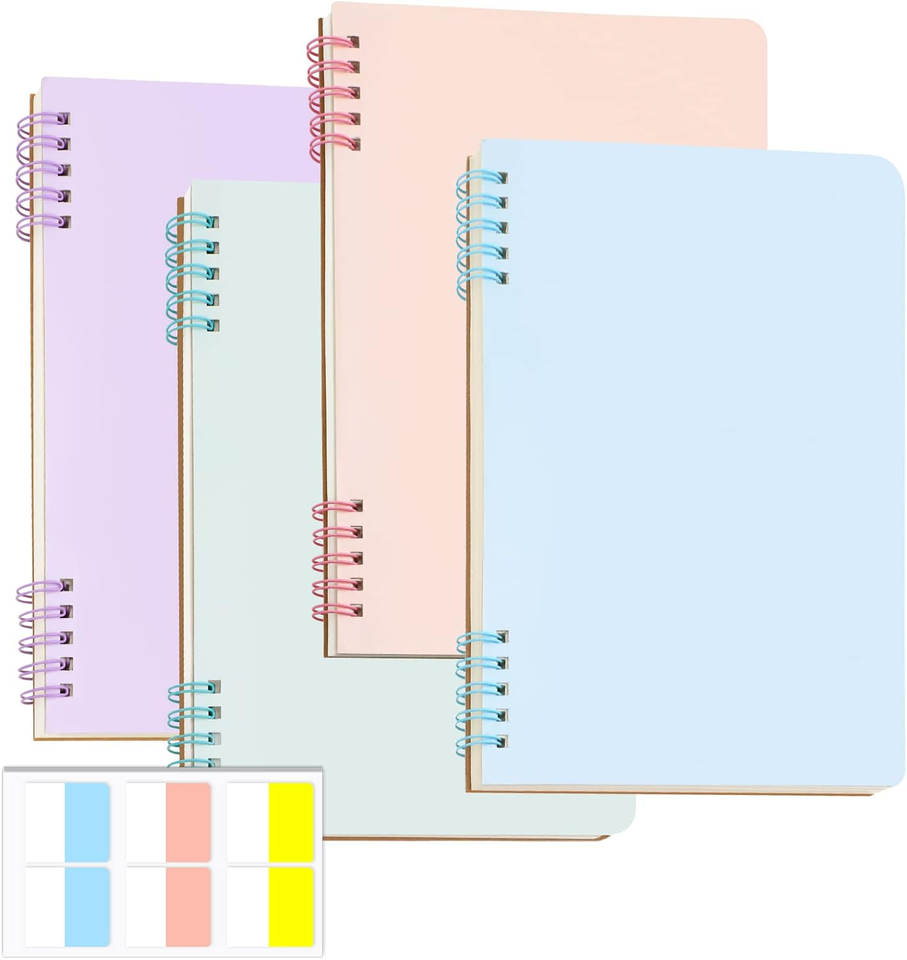 4 Pack A5 Spiral Notebook with 60 Pcs Tabs, Assorted Colors Line ...