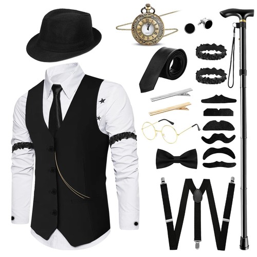 Charming 18PCS Roring 20's Custome Outfits Accessories for 1920s Gatsby ...
