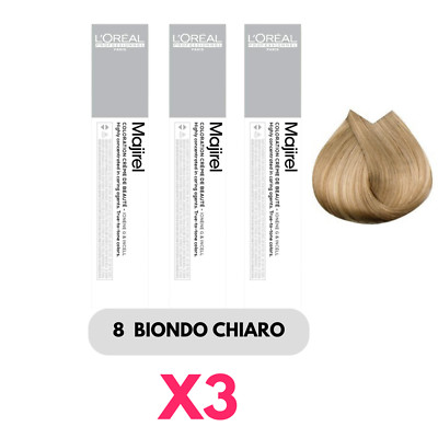 X3 New Majirel 8 Blonde Light L'Oreal Color Permanent Hair Color 3PZ ...