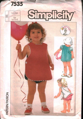 7535 Vintage Simplicity Sewing Pattern Girls 1980s Dress Blouse Panties ...