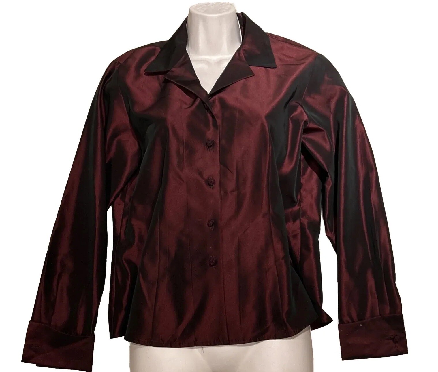Ann Taylor Women’s Button Down Iridescent Wine Color Blouse Size 10P | eBay