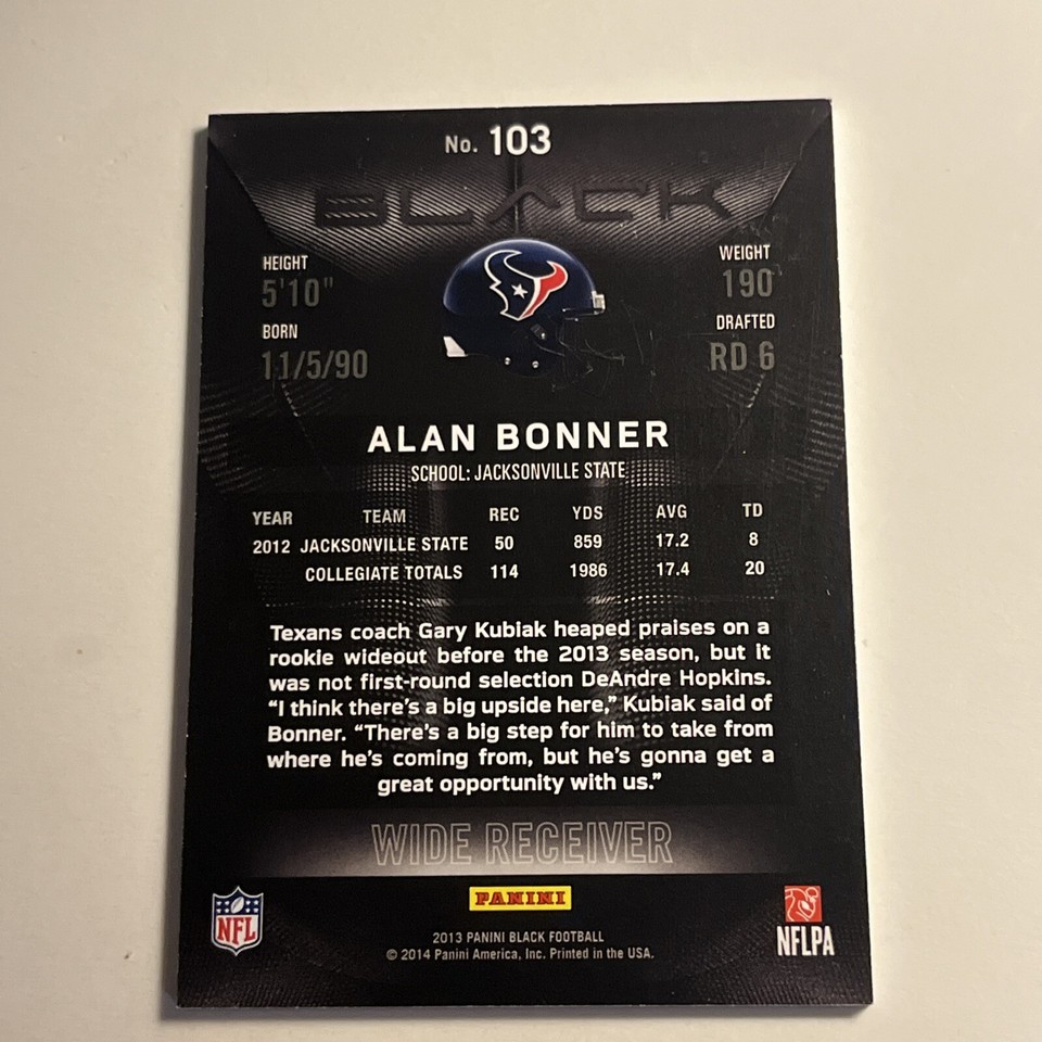 2013 Panini Black - #103 Alan Bonner /399 (RC) | eBay